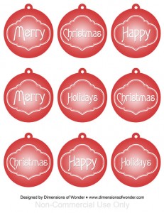 Printable Christmas Ornaments in Red, Blue, Green & Gold - Free.