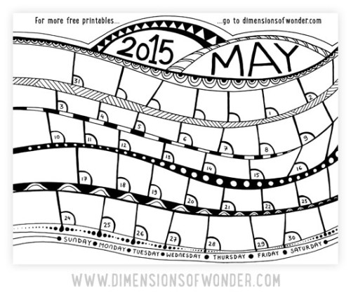 Free Printable Calendar May 2015 - Dimensions of Wonder