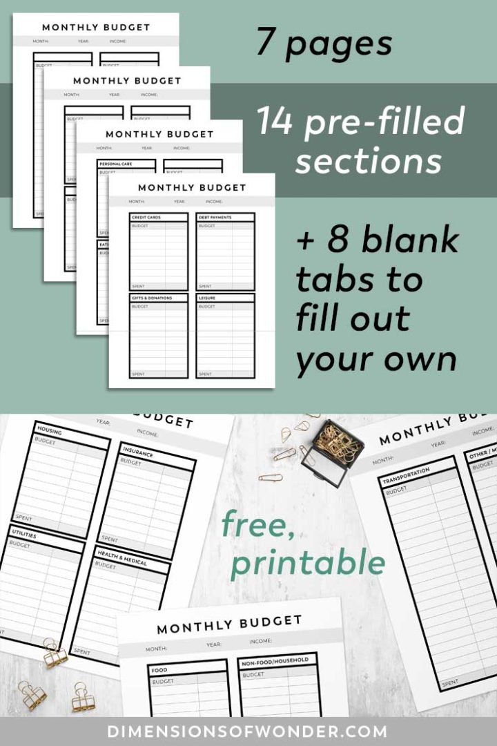 Printable Monthly Budget Planner with a Minimalist 'No-Frills' Layout